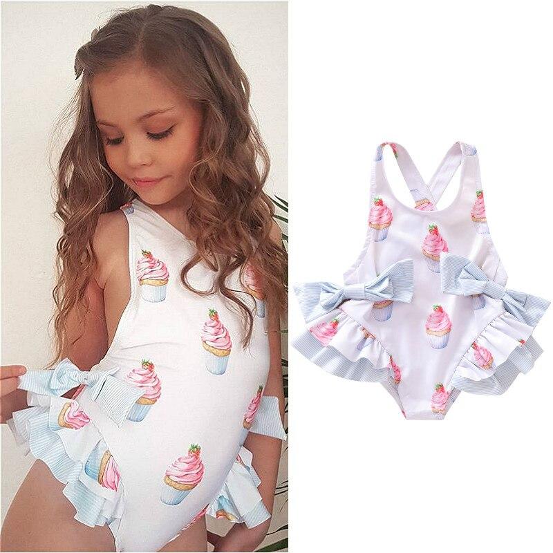 Maillot de bain fille dos nu avec imprimé gâteau • Enfant World