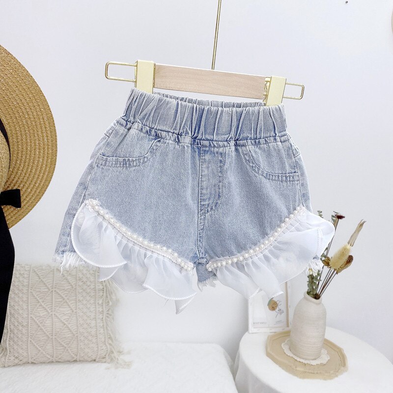 Short en jean avec dentelle pour fille • Enfant World