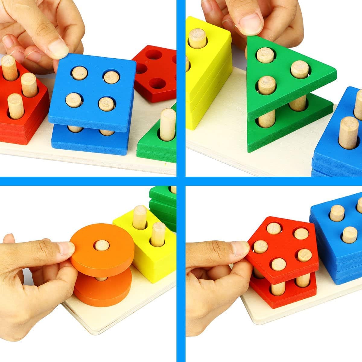 Jouets Montessori en bois colorée pour apprendre les formes ...