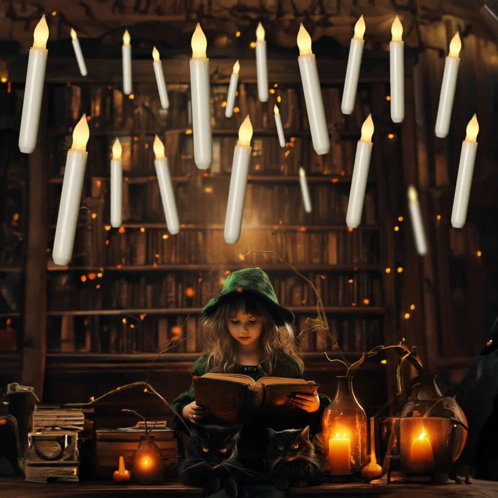 Bougies magiques Harry Potter flottantes à LED avec baguette • Enfant World