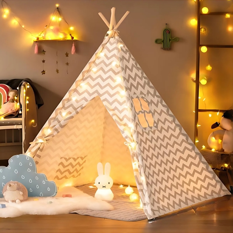 Tipi enfant avec structure en bois et tissu • Enfant World