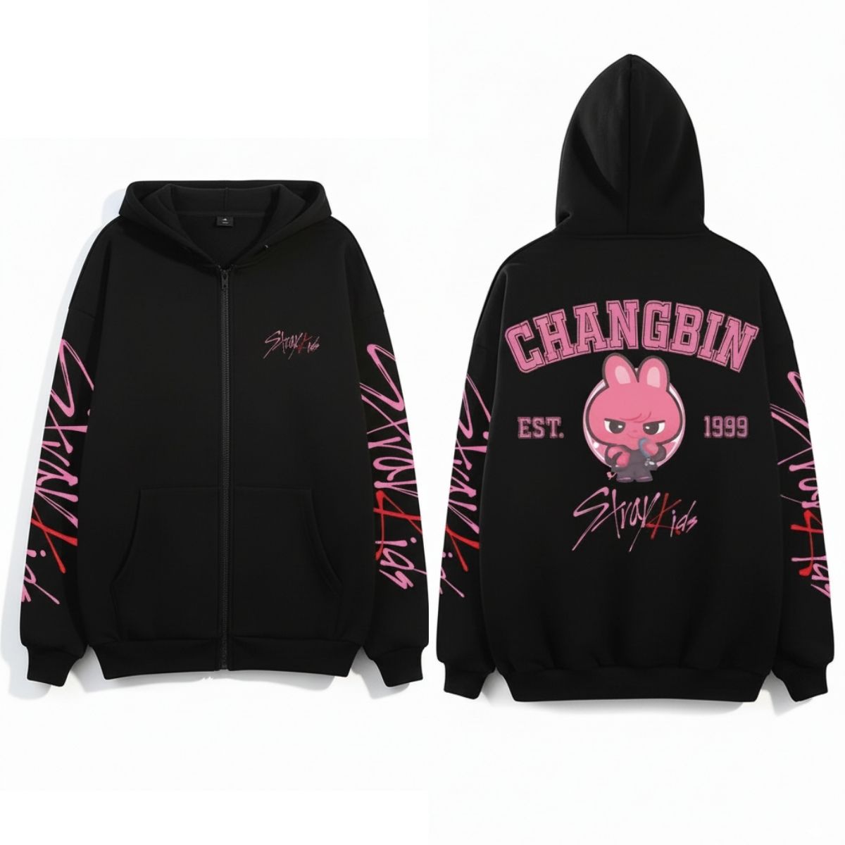Sweat enfant Stray Kids noir à capuche modèle Changbin • Enfant World